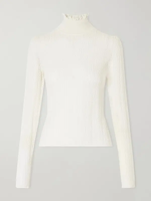 Ralph Lauren Open-knit Silk And Cashmere-blend Turtleneck Sweater - Neutrals