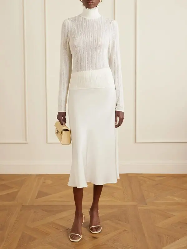Ralph Lauren Open-knit Silk And Cashmere-blend Turtleneck Sweater