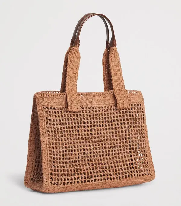 Chloé Raffia Banana Tote Bag - Beige