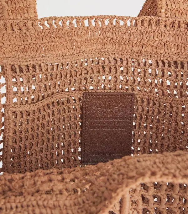 Chloé Raffia Banana Tote Bag - Beige