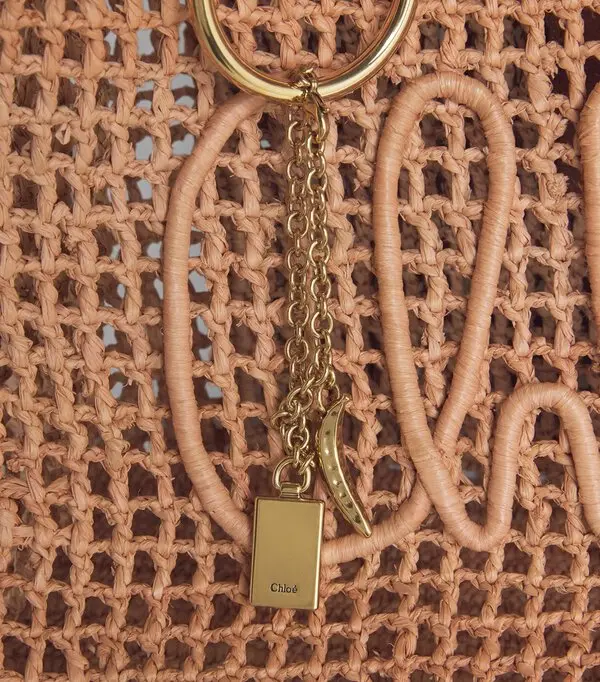 Chloé Raffia Banana Tote Bag - Beige