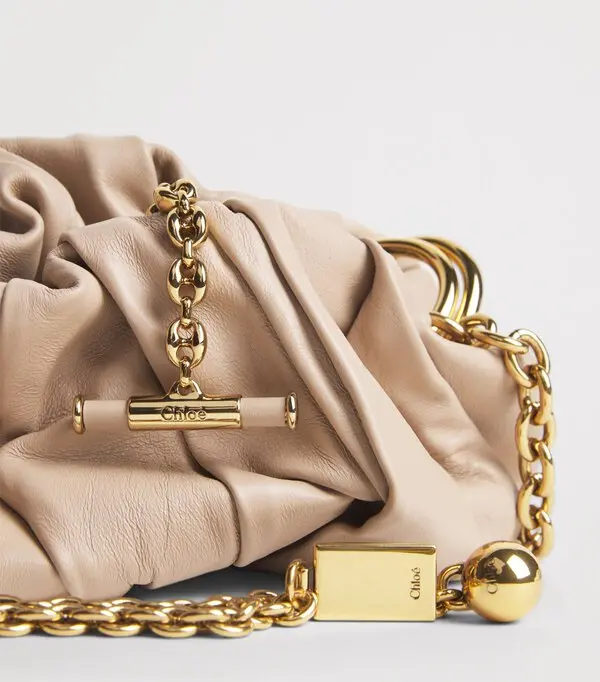 Chloé Leather Plissé Shoulder Bag - Brown