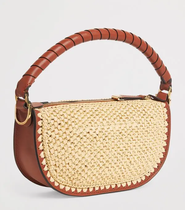 Chloé Marcie Mini Raffia-effect Shoulder Bag
