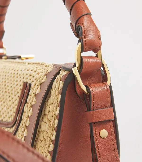 Chloé Marcie Mini Raffia-effect Shoulder Bag