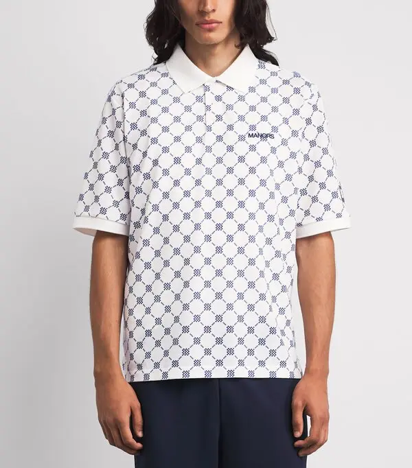 MANORS Piqué Monogram Goat Polo Shirt - Ivory