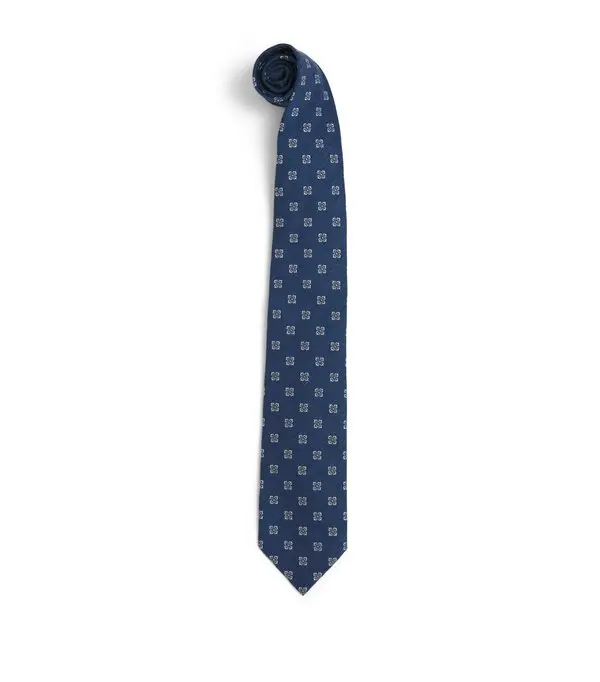 Isaia Silk Floral Neck Tie - Navy