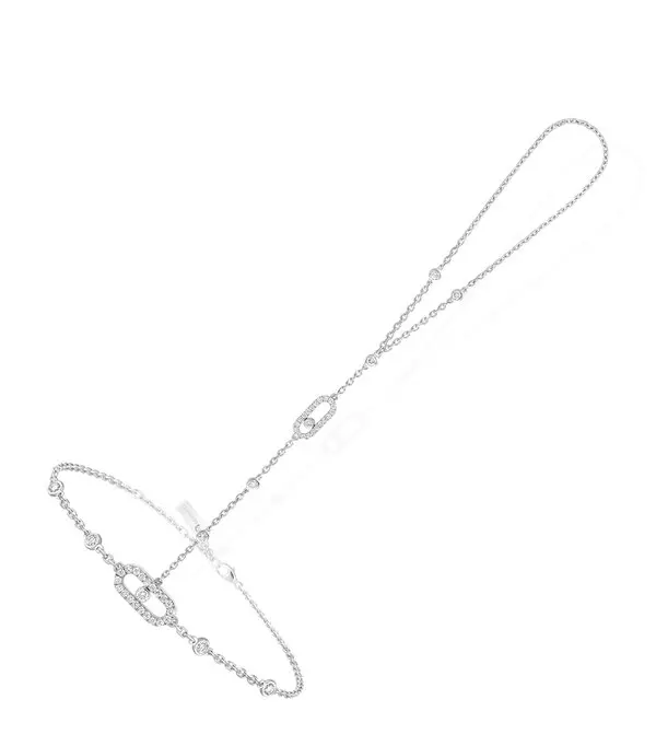 Messika Move Uno White Gold And Diamond Hand Bracelet - Silver