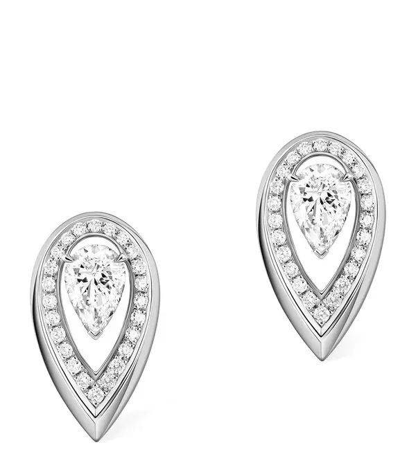 Messika Fiery White Gold And Diamond Stud Earrings - Silver