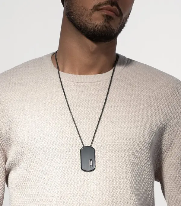 Messika Move Titanium Graphite Diamond Large Pendant Necklace