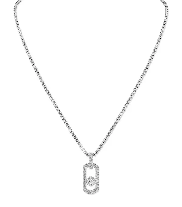Messika So Move Titanium And Diamond Pavé Pendant Necklace - Grey