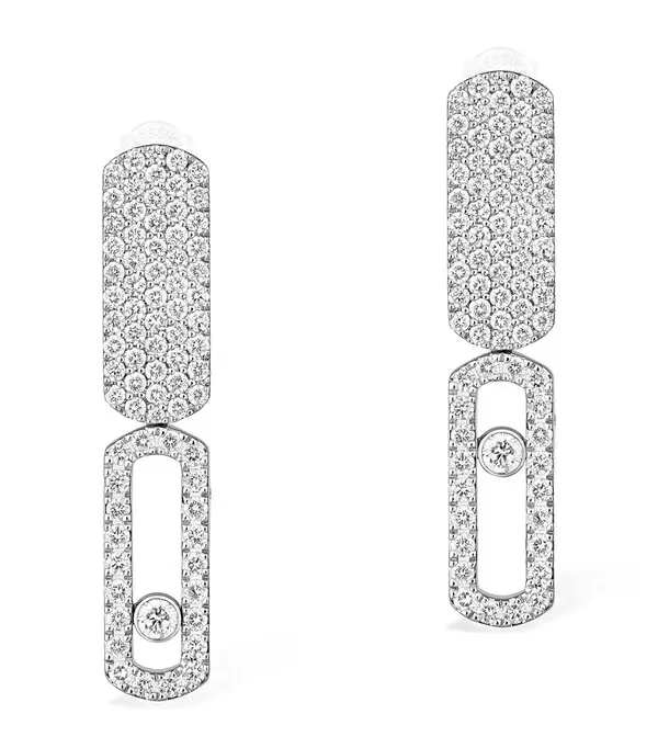 Messika Imperial Move White Gold Diamond Earrings - Silver