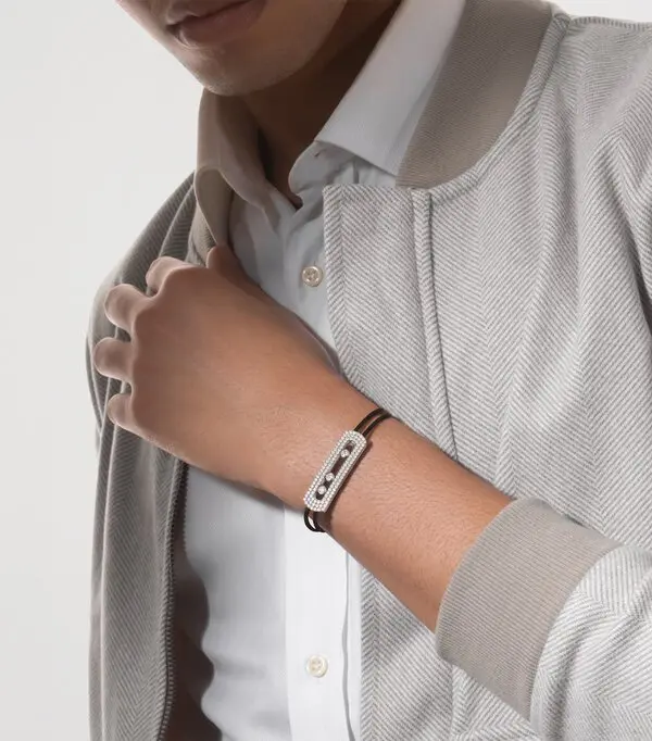 Messika Move Titanium And Diamond Pavé Cord Bracelet