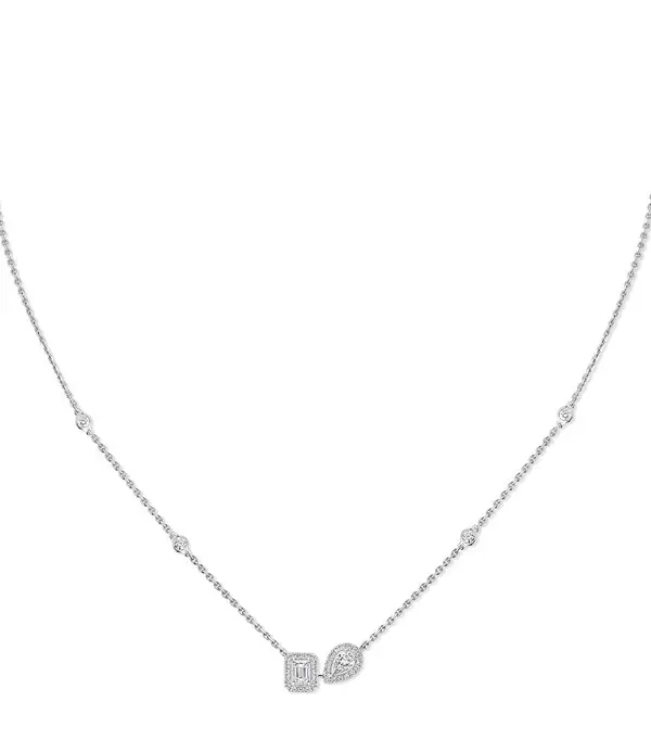Messika My Twin White Gold And Diamond Necklace - Silver