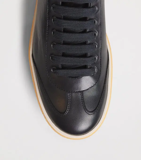 Isaia Leather Low-top Sneakers With Lug Sole