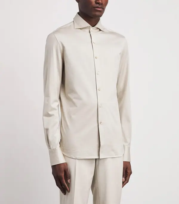 Isaia Cotton Jersey Shirt - Beige