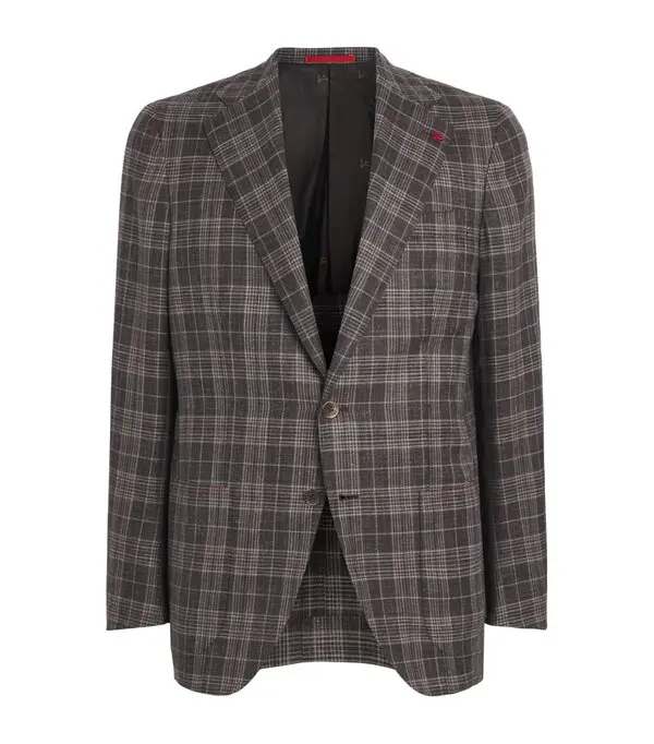 Isaia Wool-cashmere-silk-linen Check Blazer