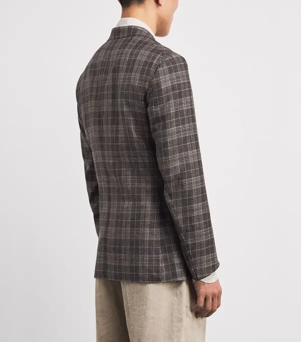 Isaia Wool-cashmere-silk-linen Check Blazer