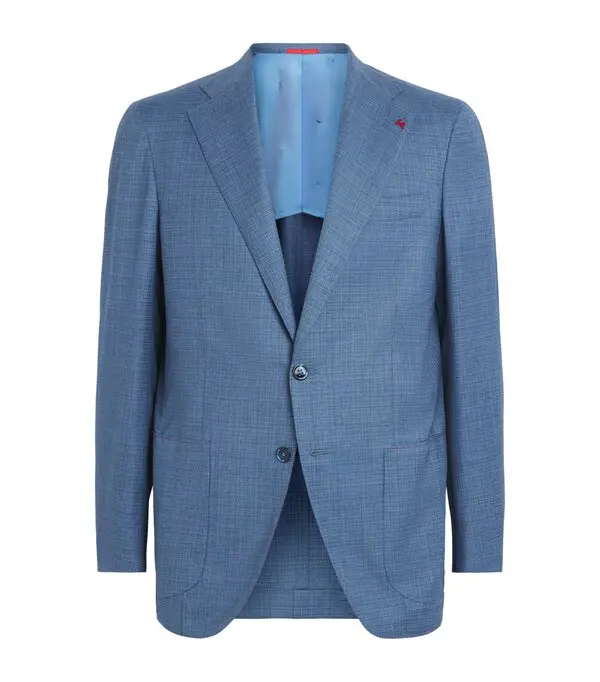 Isaia Wool Single-breasted Blazer - Blue