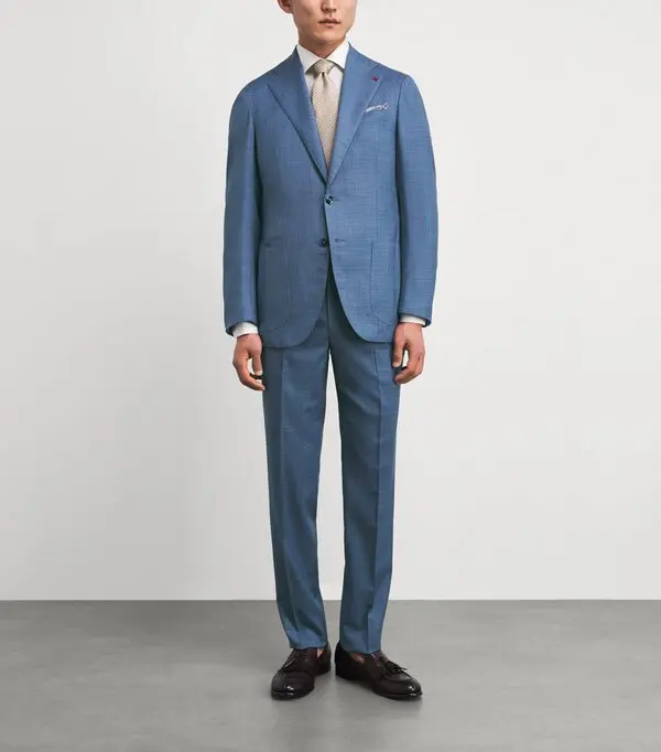 Isaia Wool Single-breasted Blazer - Blue