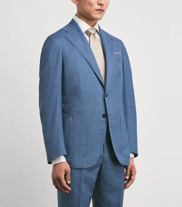 Isaia Wool Single-breasted Blazer - Blue