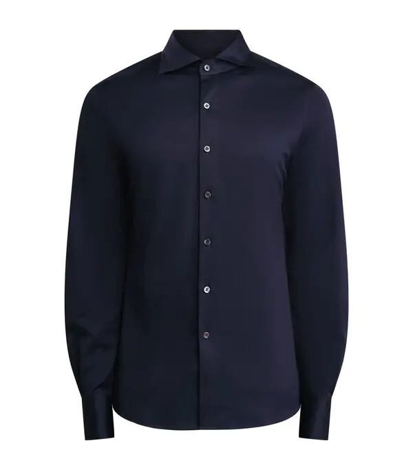 Isaia Cotton Jersey Shirt - Navy