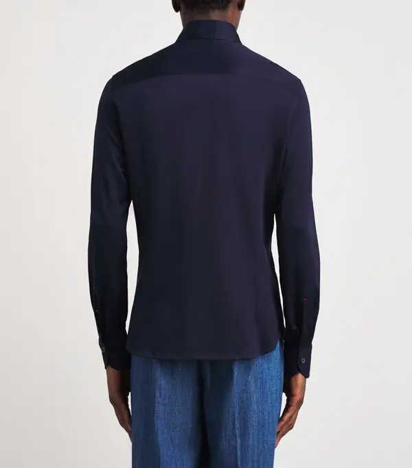Isaia Cotton Jersey Shirt - Navy