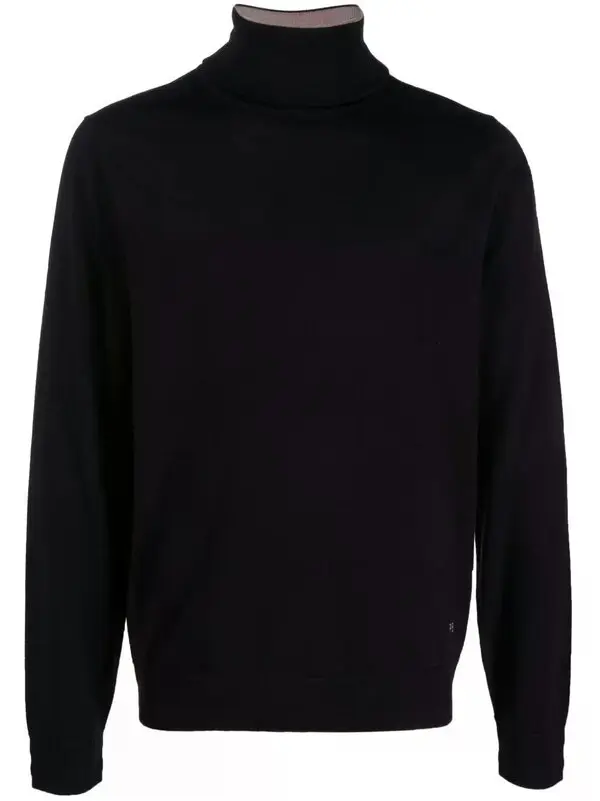Paul Smith Merino Wool Roll Neck Jumper - Blue