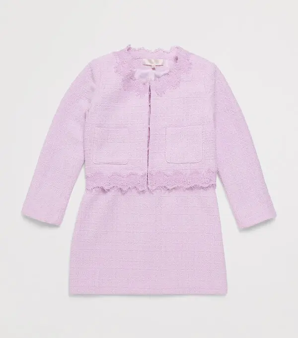 LoveShackFancy Tweed Lace-trimmed Mini Dress