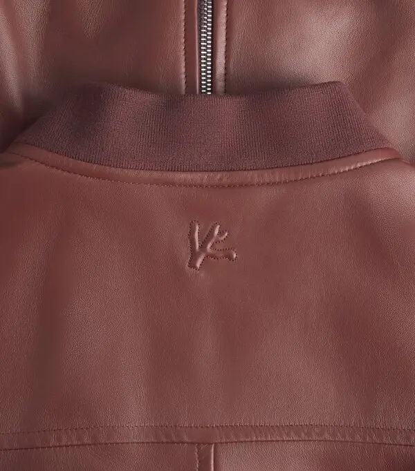 Isaia Lambskin Bomber Jacket With Ribbed Trim