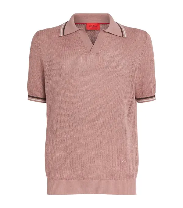 Isaia Silk-linen Open-collar Polo Shirt