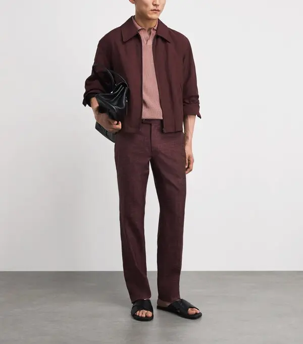 Isaia Silk-linen Open-collar Polo Shirt