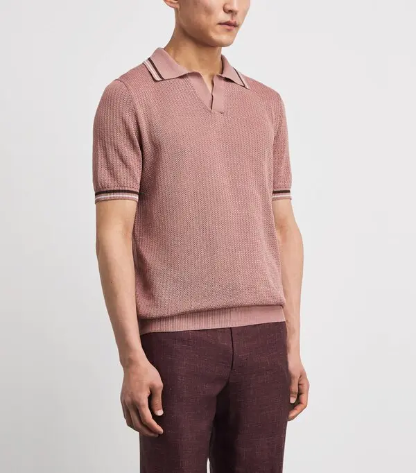 Isaia Silk-linen Open-collar Polo Shirt