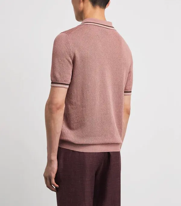 Isaia Silk-linen Open-collar Polo Shirt