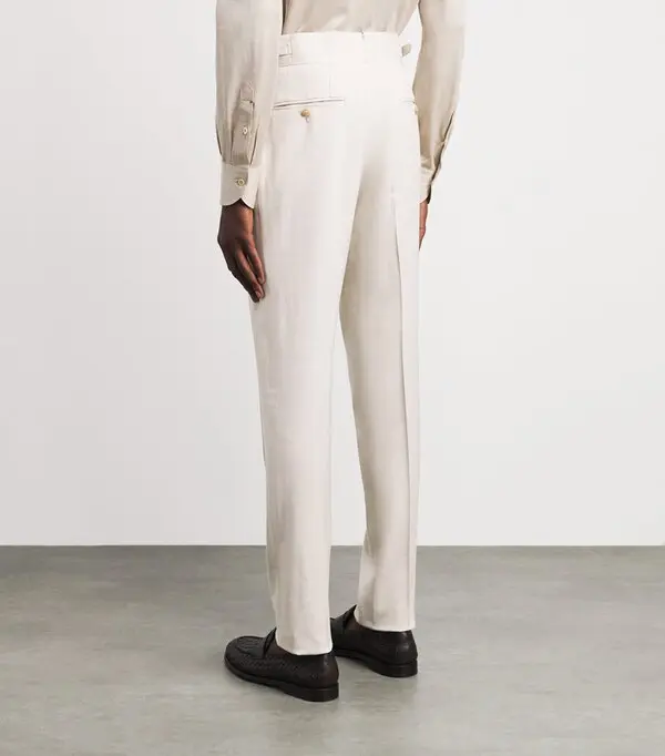 Isaia Wool-silk-linen Blend Tailored Trousers