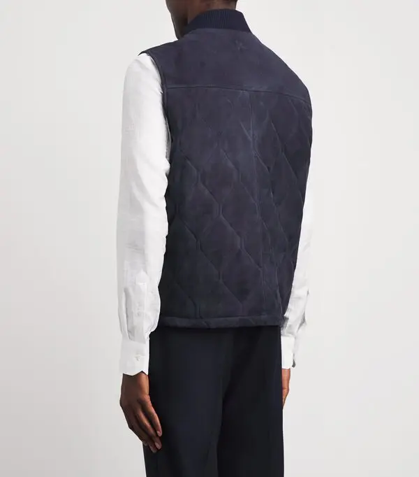Isaia Suede Quilted Gilet