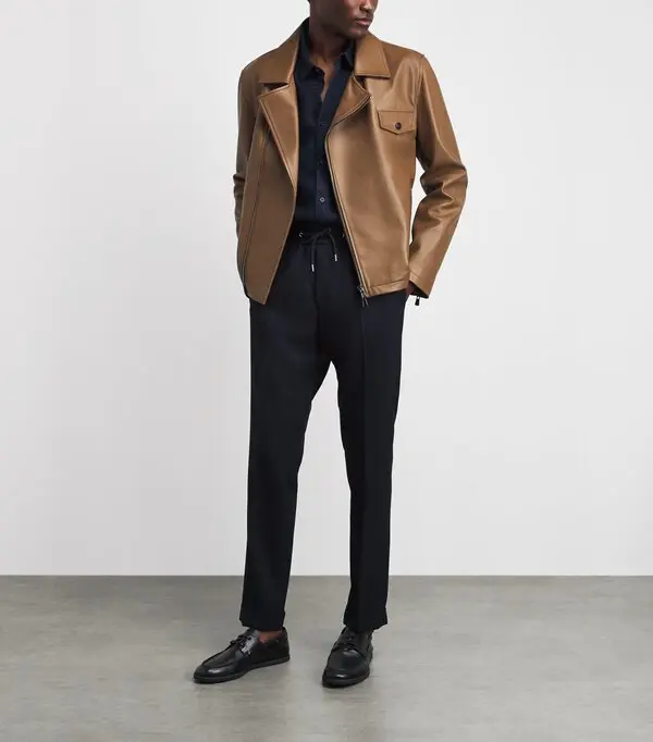 Isaia Lamb Suede Motorcycle Jacket