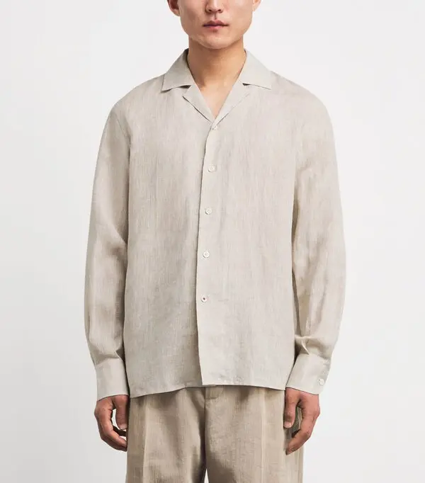 Isaia Linen Camp-collar Shirt