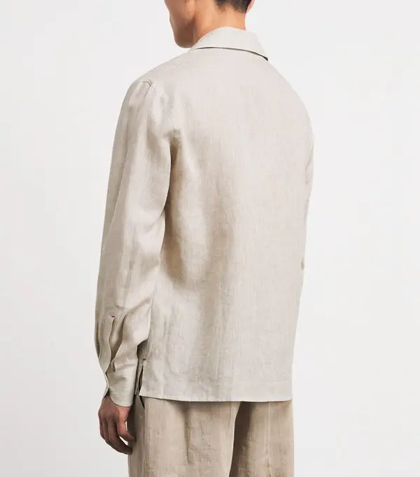 Isaia Linen Camp-collar Shirt