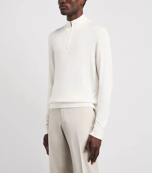 Isaia Silk-cashmere Quarter-zip Sweater
