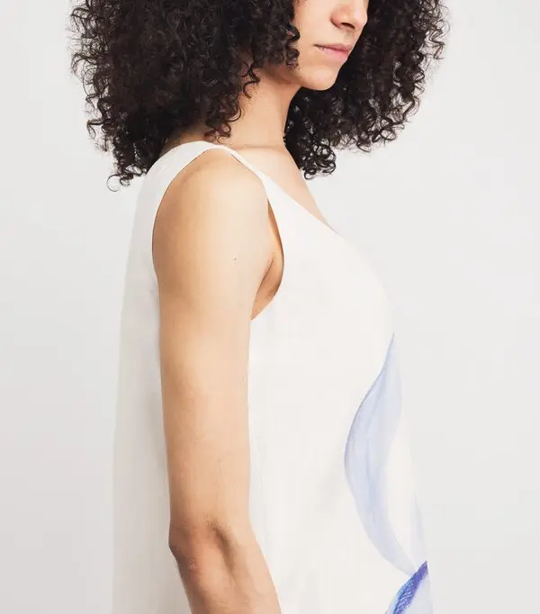 Lafayette 148 New York Silk-linen Iris Print Maxi Dress