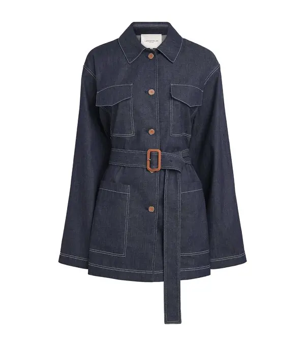 Lafayette 148 New York Chambray Belted Jacket