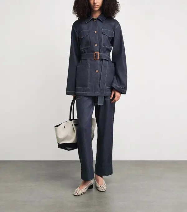 Lafayette 148 New York Chambray Belted Jacket