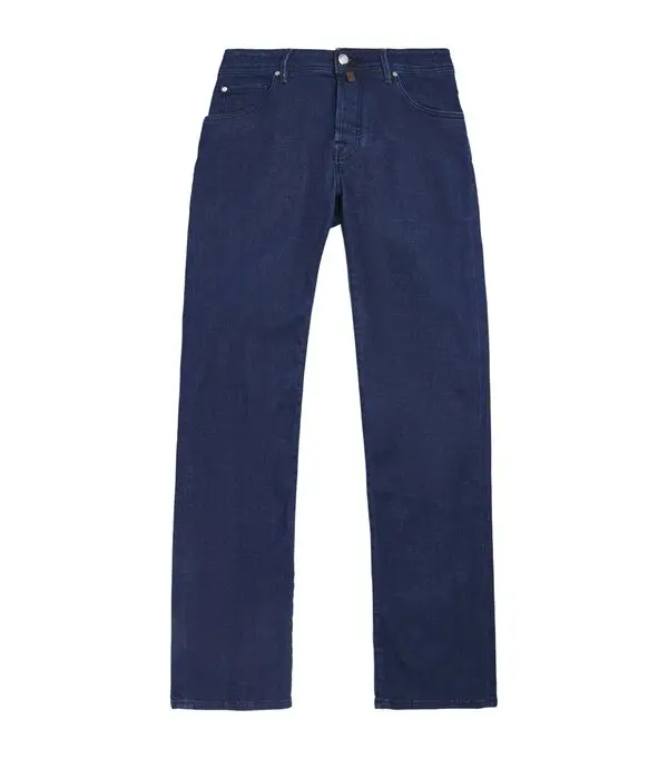Jacob Cohen Straight Leg Jeans With Crocodile Leather Patch
