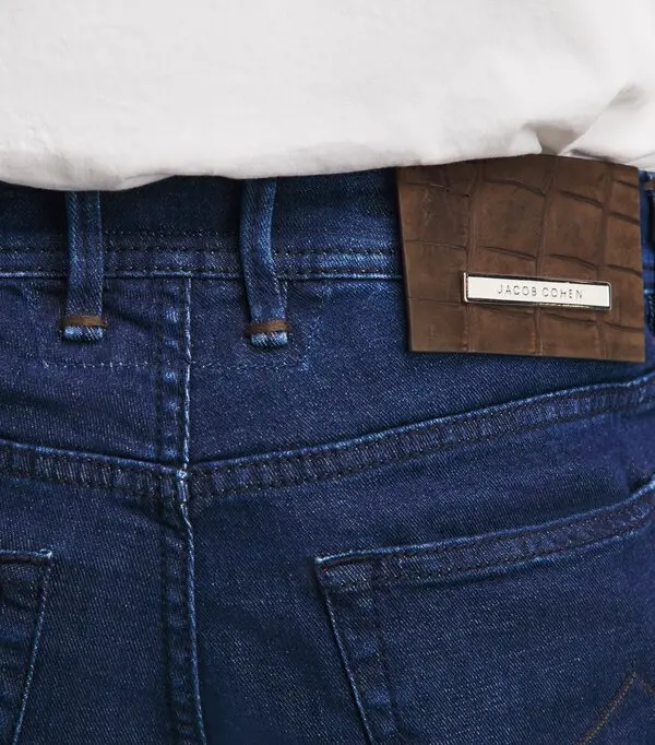 Jacob Cohen Straight Leg Jeans With Crocodile Leather Patch