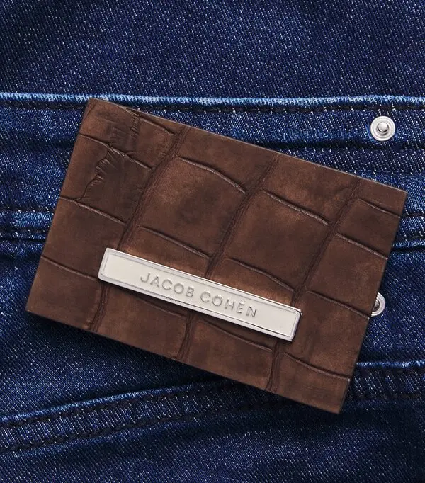 Jacob Cohen Straight Leg Jeans With Crocodile Leather Patch
