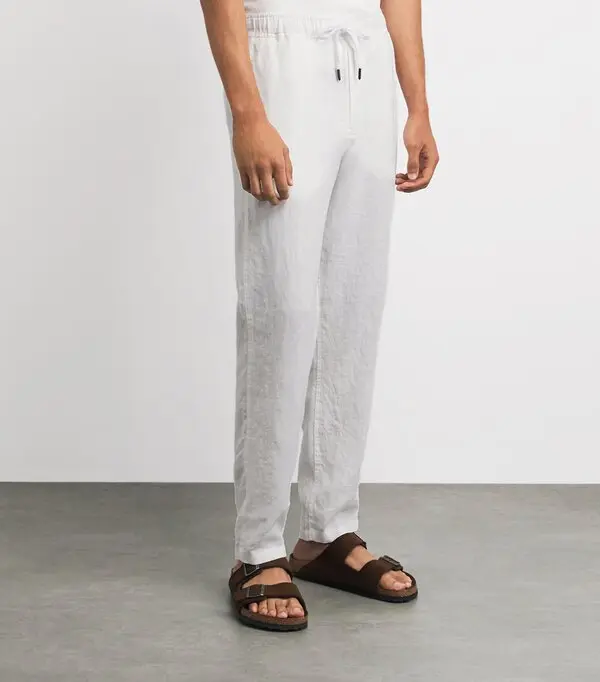 Derek Rose Linen Vienna Straight Trousers - White