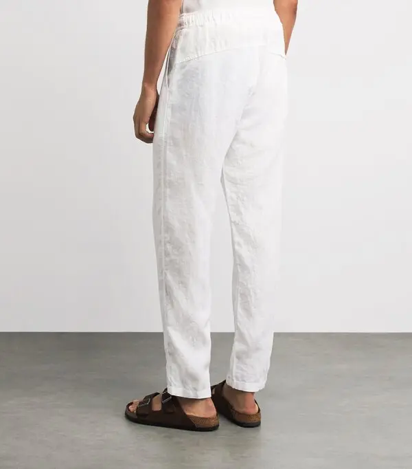 Derek Rose Linen Vienna Straight Trousers - White