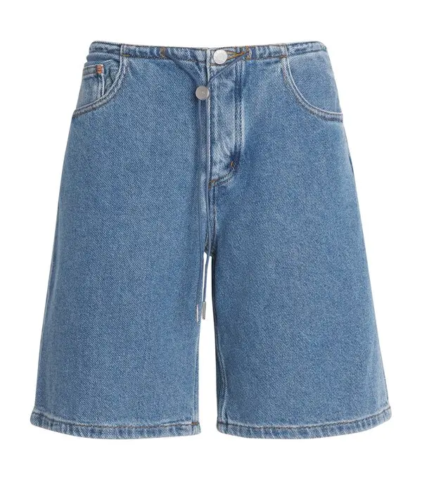 Still Here Cool Denim Shorts With Drawstring Waist - Blue