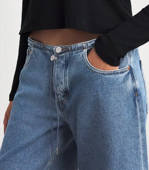 Still Here Cool Denim Shorts With Drawstring Waist - Blue