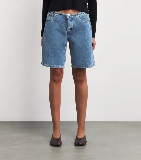 Still Here Cool Denim Shorts With Drawstring Waist - Blue